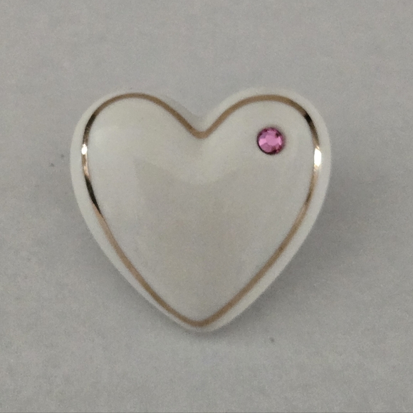 Lenox | Jewelry | Vtg 9s Lenox Porcelain Gold Trim Pink Rhinestone ...